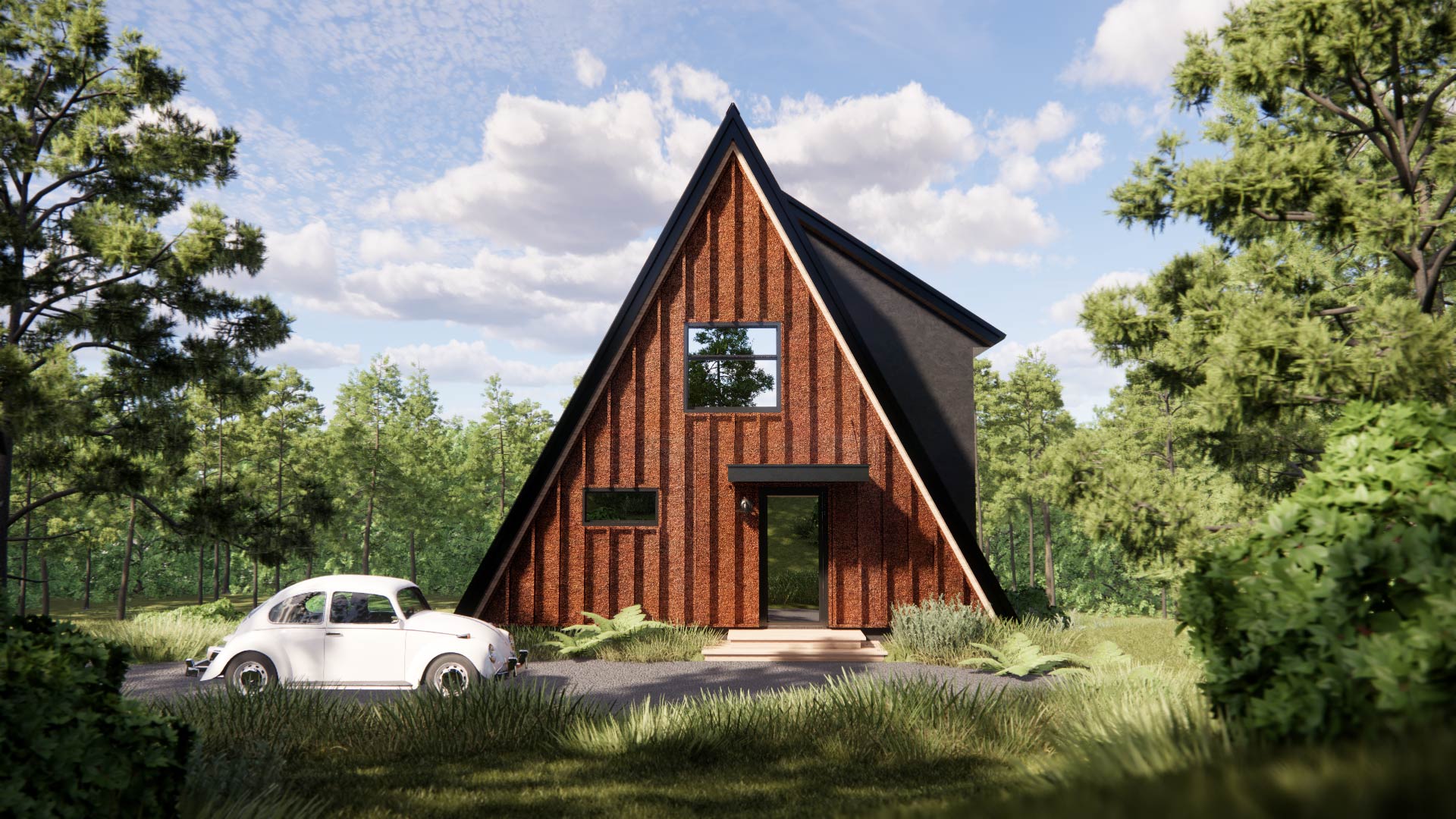 Aframe in the woods - Stone and Pine Inc.